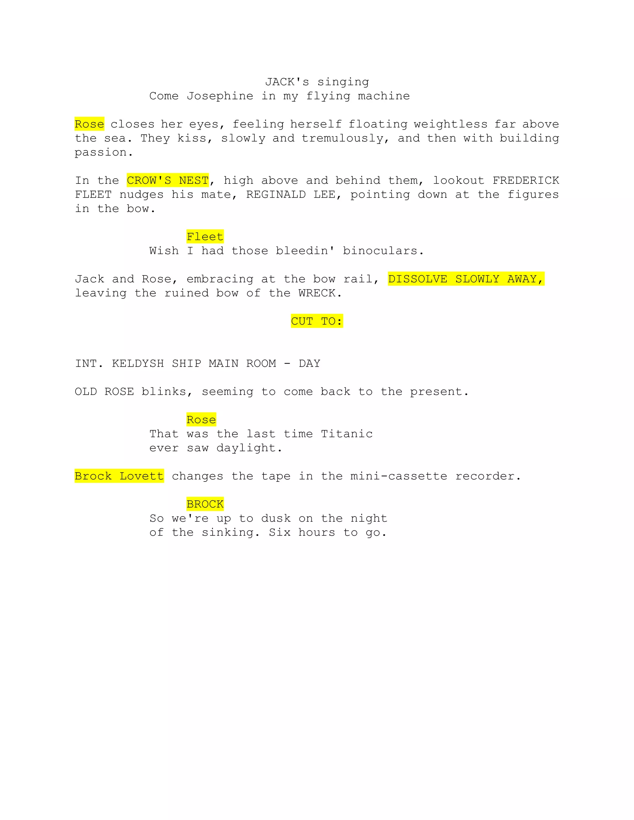 Titanic incorrect script | DOCX