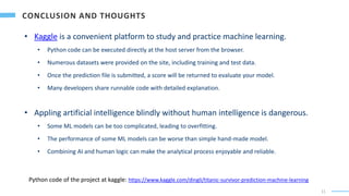 Titanic survivor prediction by machine learning | PPTX