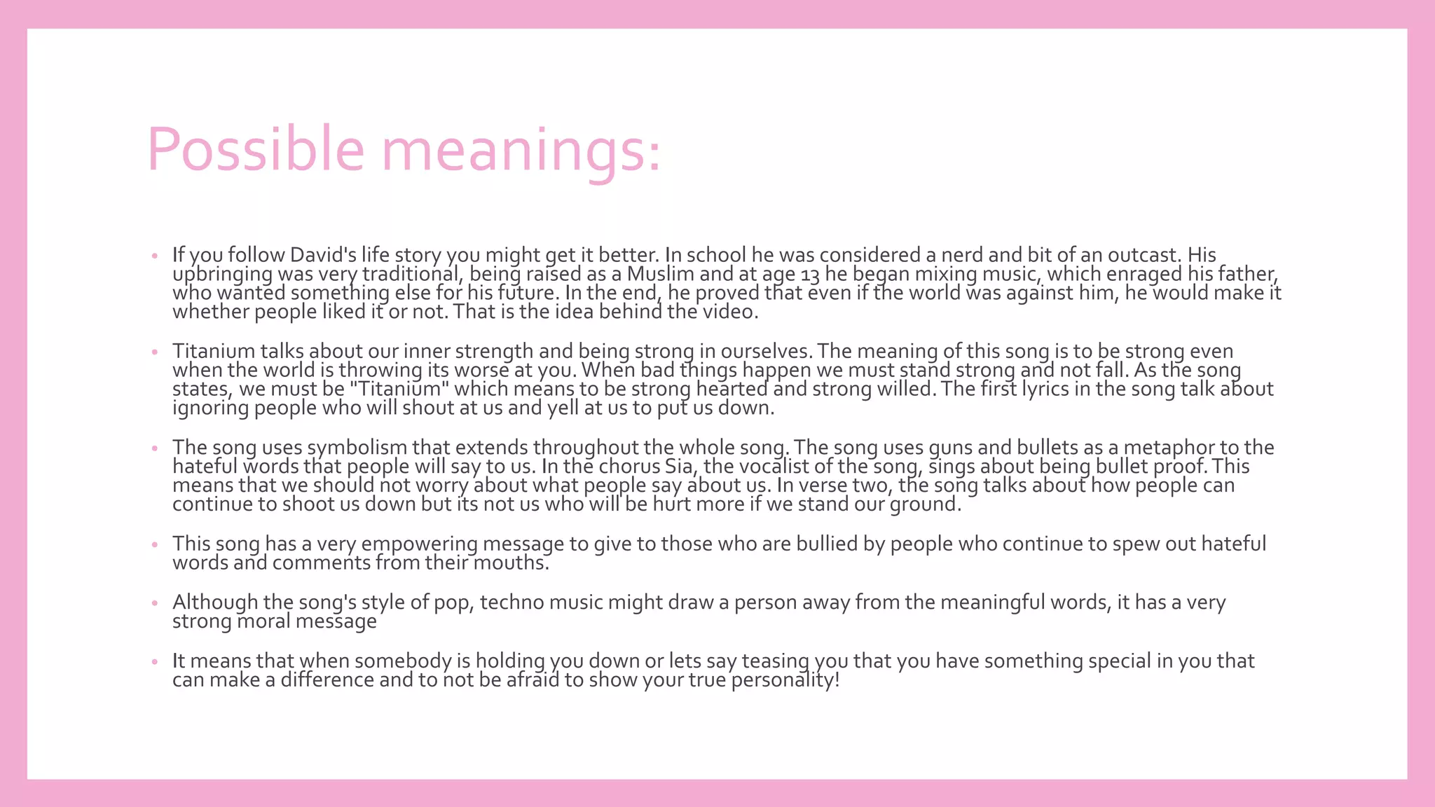 Titanium | PPTX | Adult Contemporary Music | Music