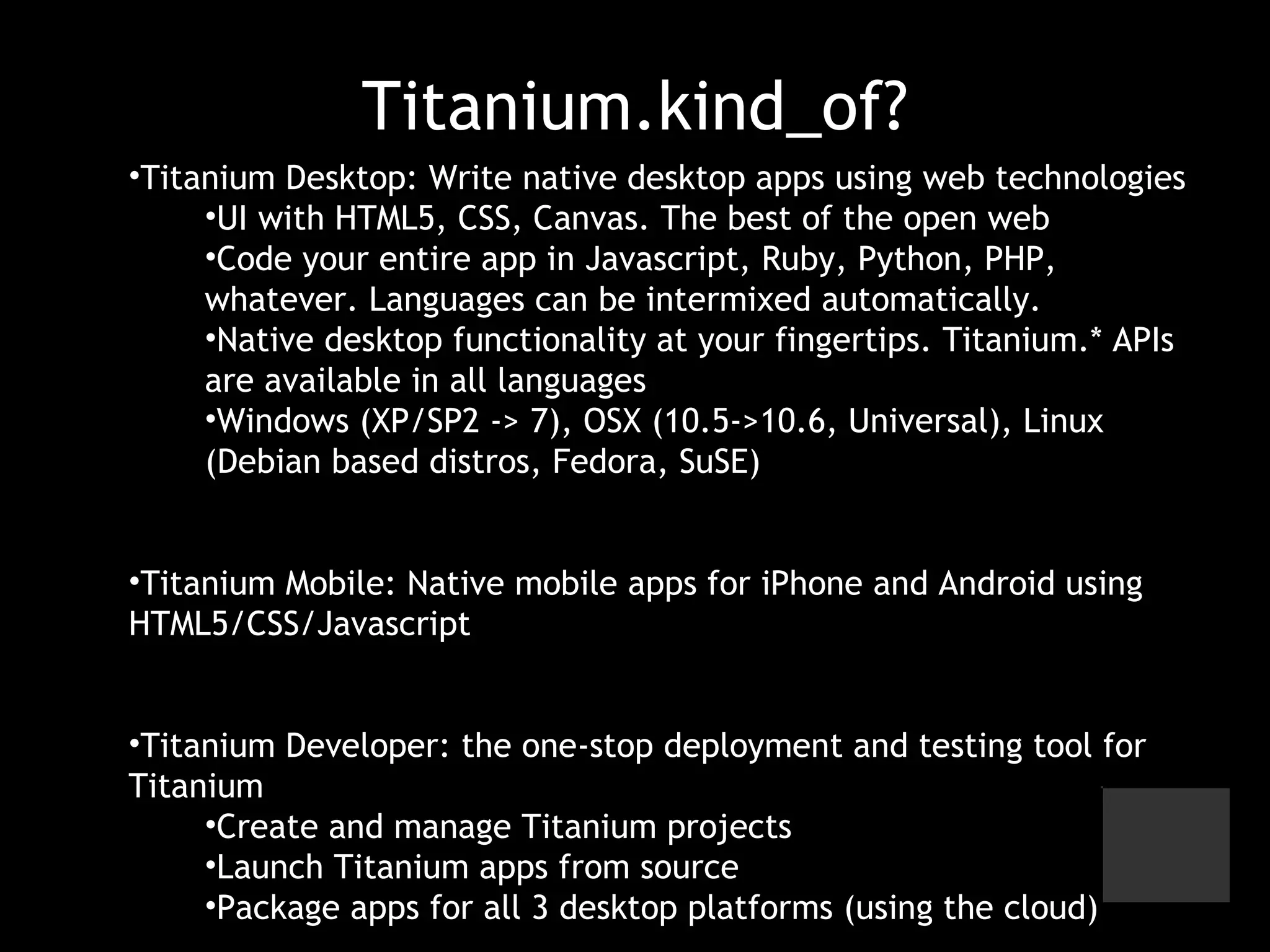 Titanium + Ruby: The good stuff | PPT
