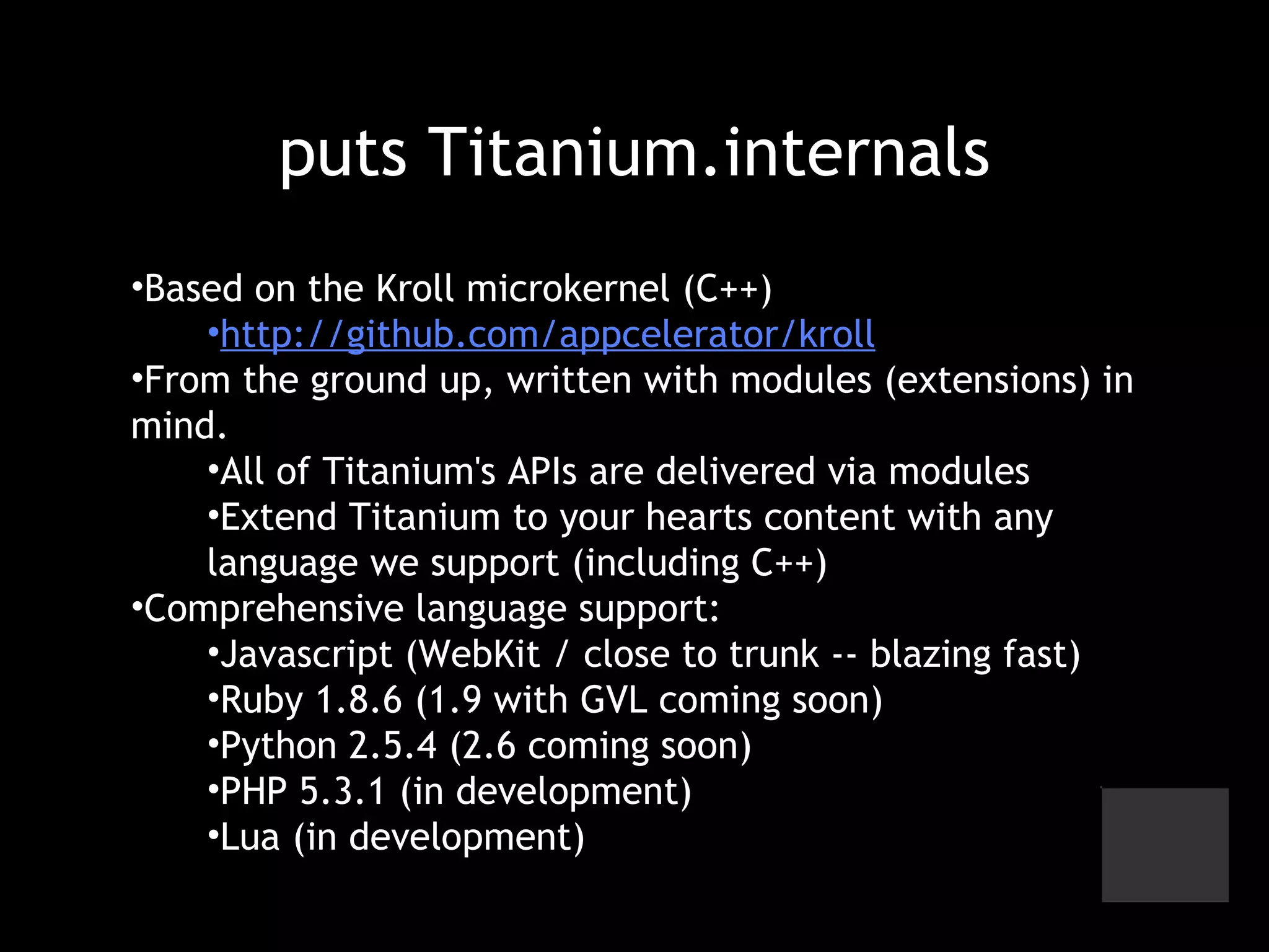Titanium + Ruby: The good stuff | PPT