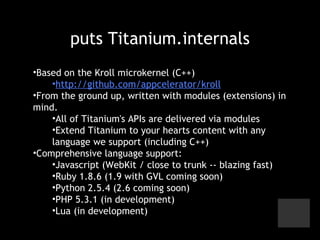 Titanium + Ruby: The good stuff | PPT