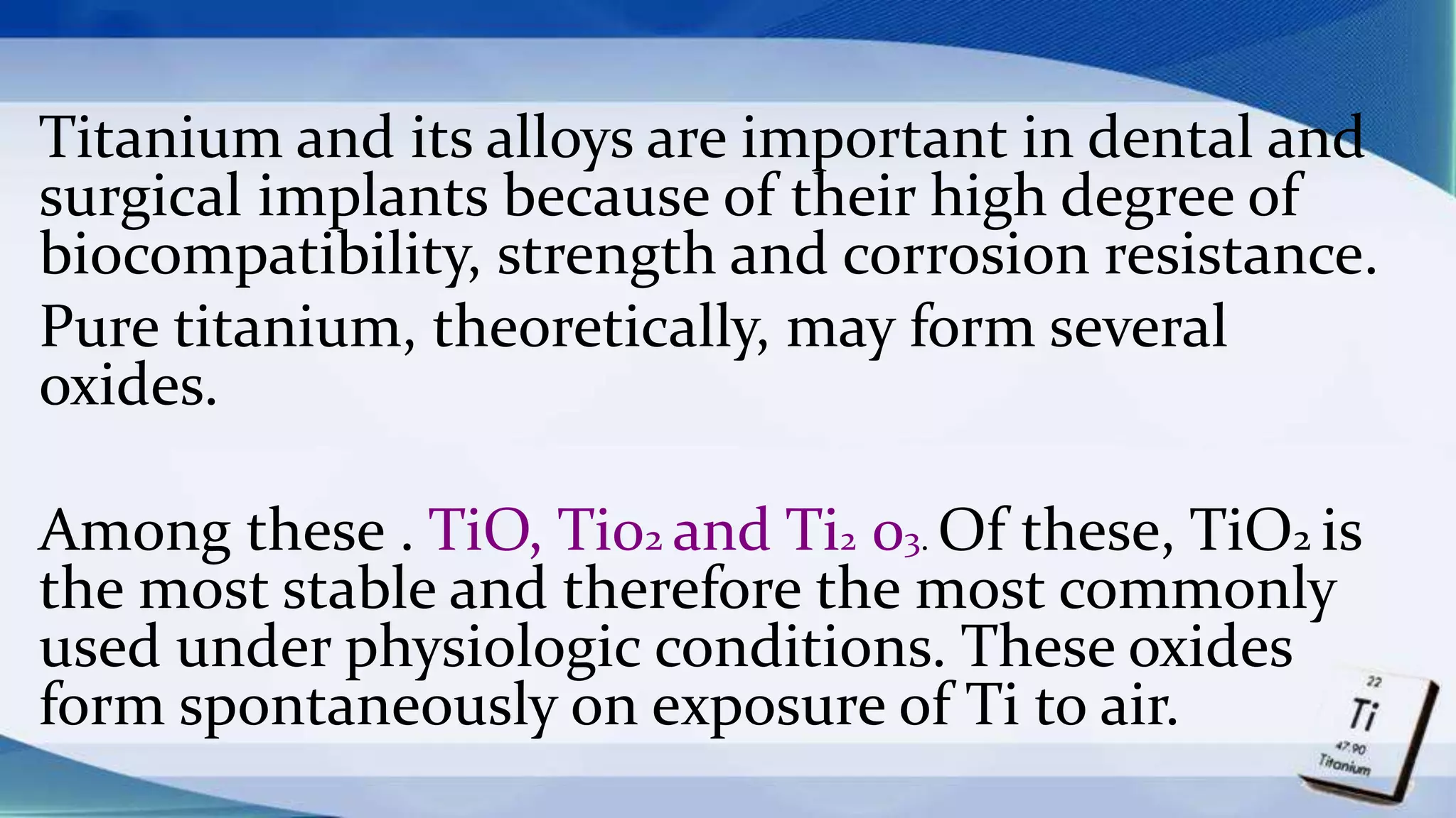 Titanium Alloys: Clinical Applications | PPTX