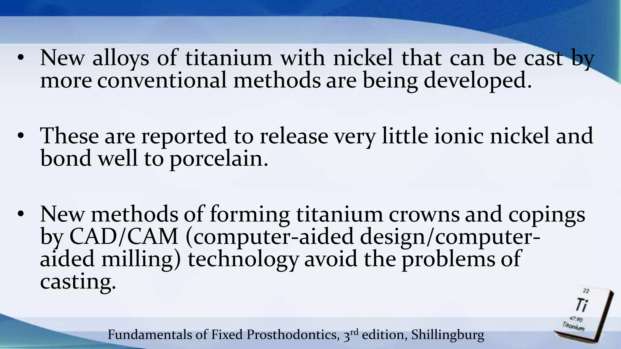 Titanium Alloys: Clinical Applications | PPTX