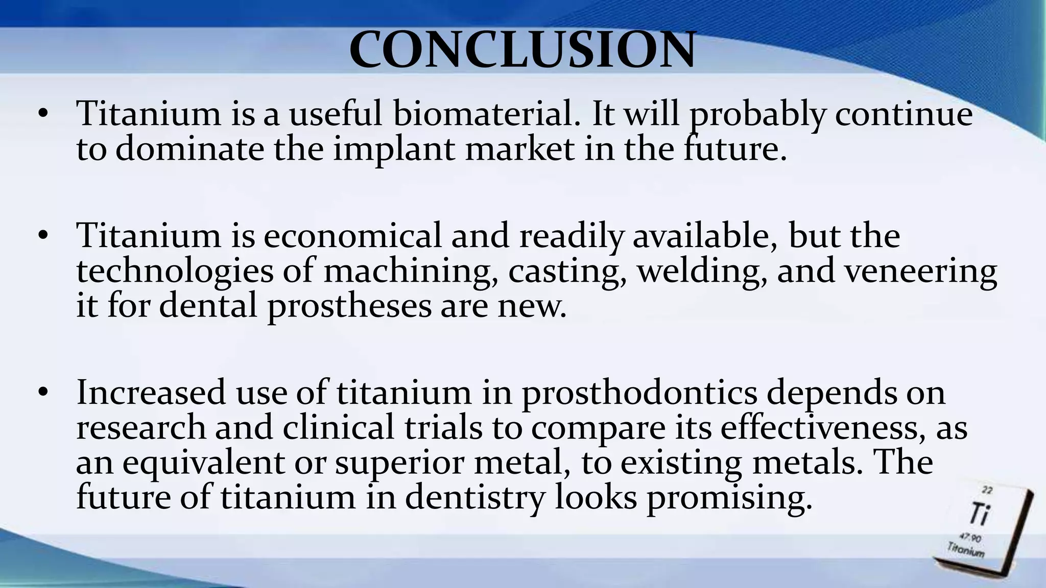 Titanium Alloys: Clinical Applications | PPTX