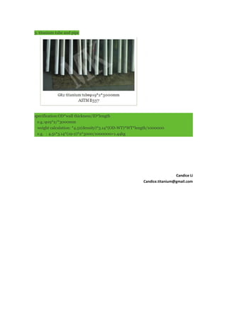 Titanium alloy weight calculation formula | DOC