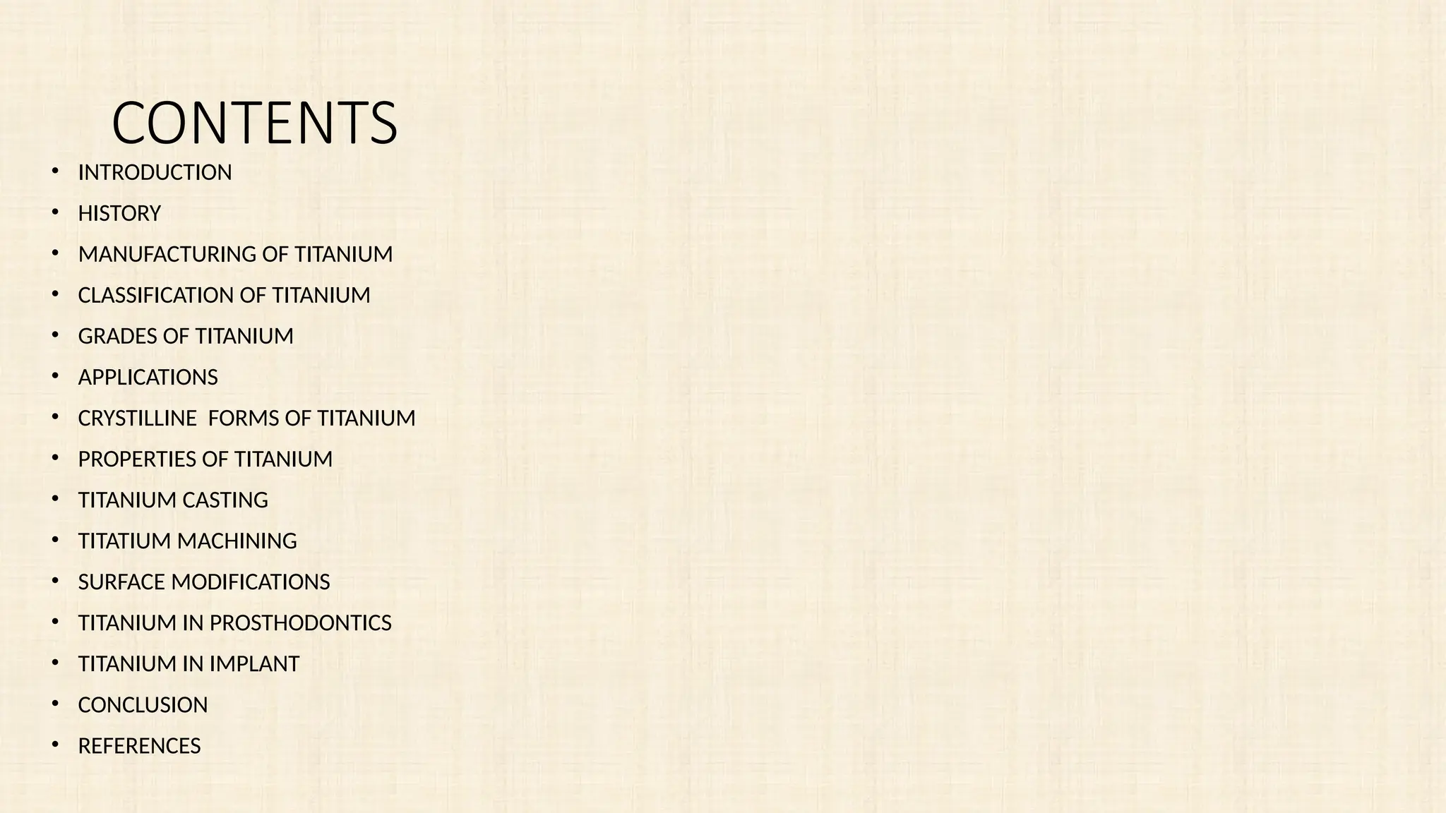 TITANIUM AND ITS ALLOYS in prosthodontics | PPTX | Chemistry | Science