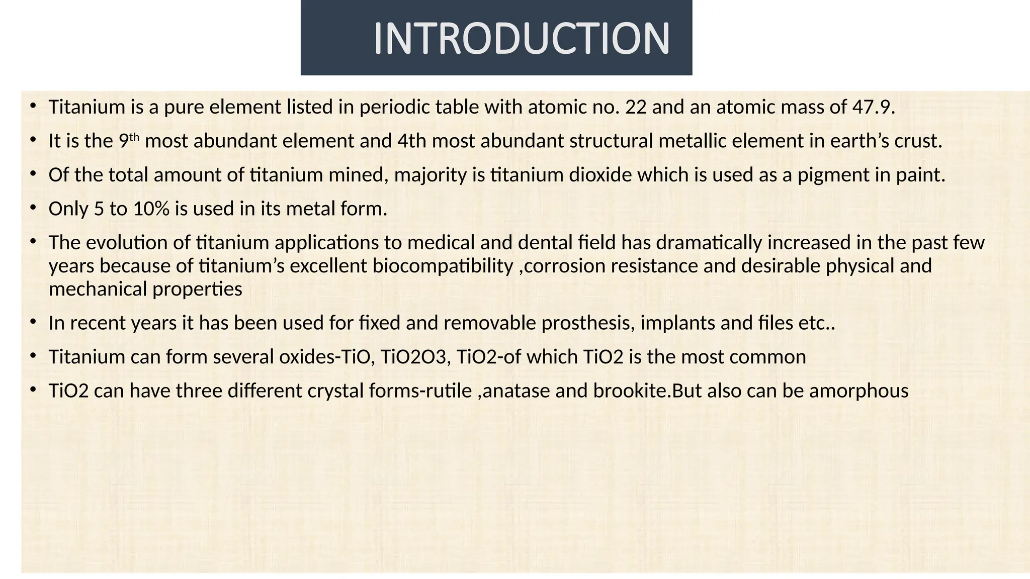 TITANIUM AND ITS ALLOYS in prosthodontics | PPTX
