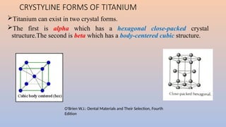 TITANIUM AND ITS ALLOYS in prosthodontics | PPTX