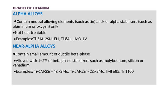 TITANIUM AND ITS ALLOYS in prosthodontics | PPTX | Chemistry | Science
