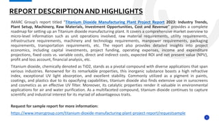 Titanium Dioxide Manufacturing Project Report 2023 Edition | PPT