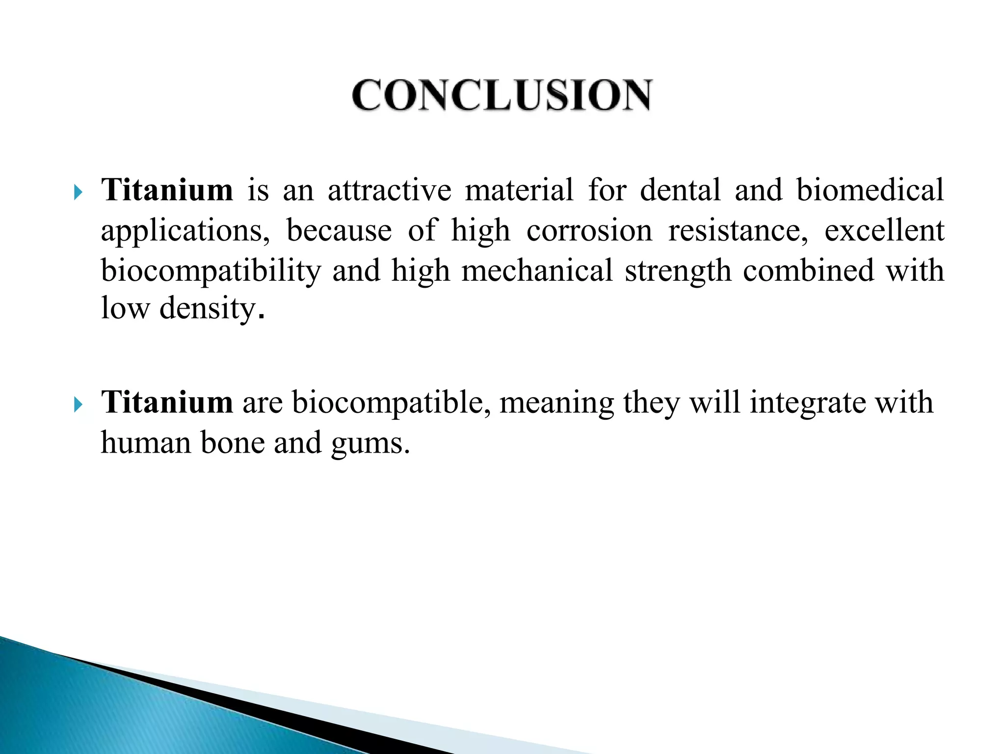 uses of Titanium in dentistry | PPTX