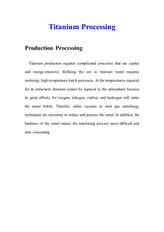 Titanium Producing Process | DOCX