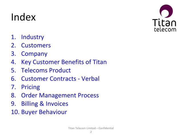 Titan telecomproducttrainingandinformationpackverbalsalesnew | PPT