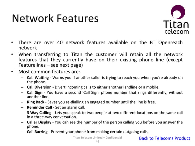 Titan telecomproducttrainingandinformationpackverbalsalesnew | PPT