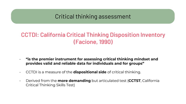 Critical Thinking Assessment Model.pptx | Educational Assessment ...