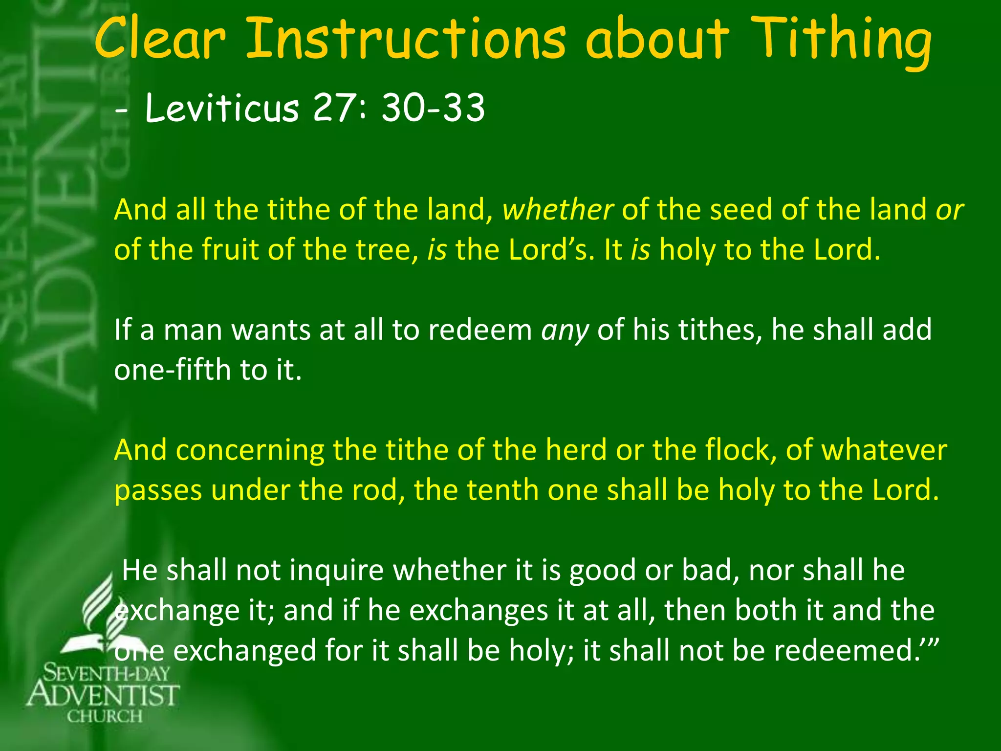 Tithe: A Sign of God's Lordship | PPTX