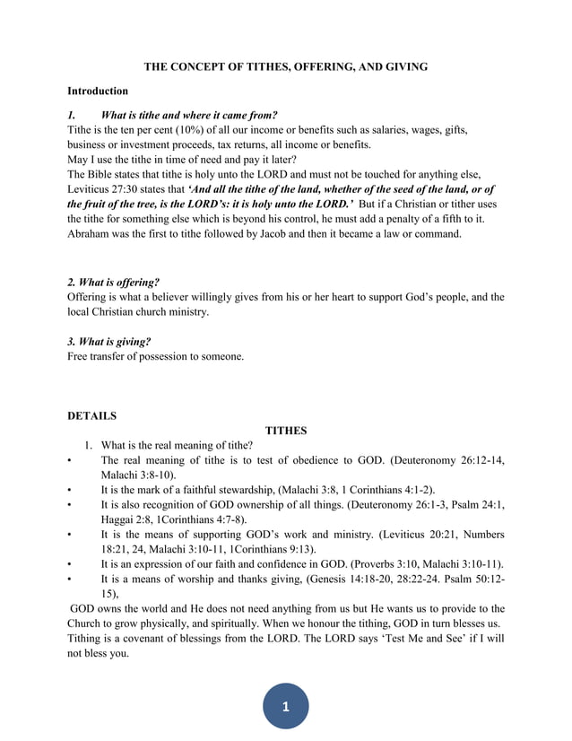Tithes and offering concept | PDF