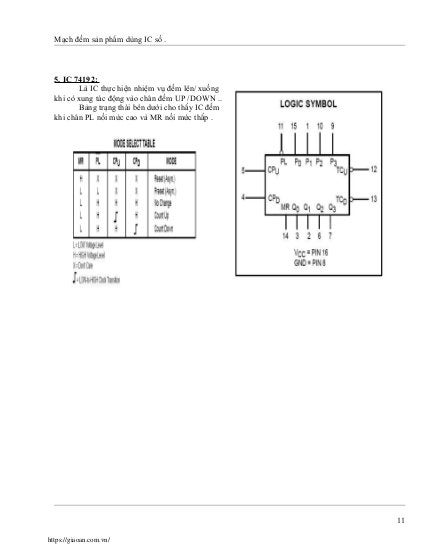 Đề tài Thiết kế mạch đếm 60 sản phẩm dùng IC 74ls192 | PDF