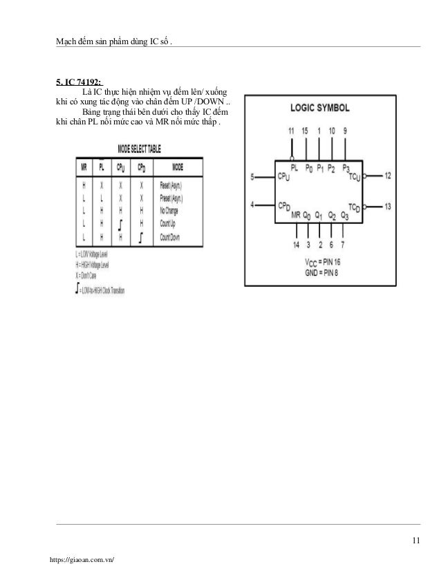 Đề tài Thiết kế mạch đếm 60 sản phẩm dùng IC 74ls192 | PDF