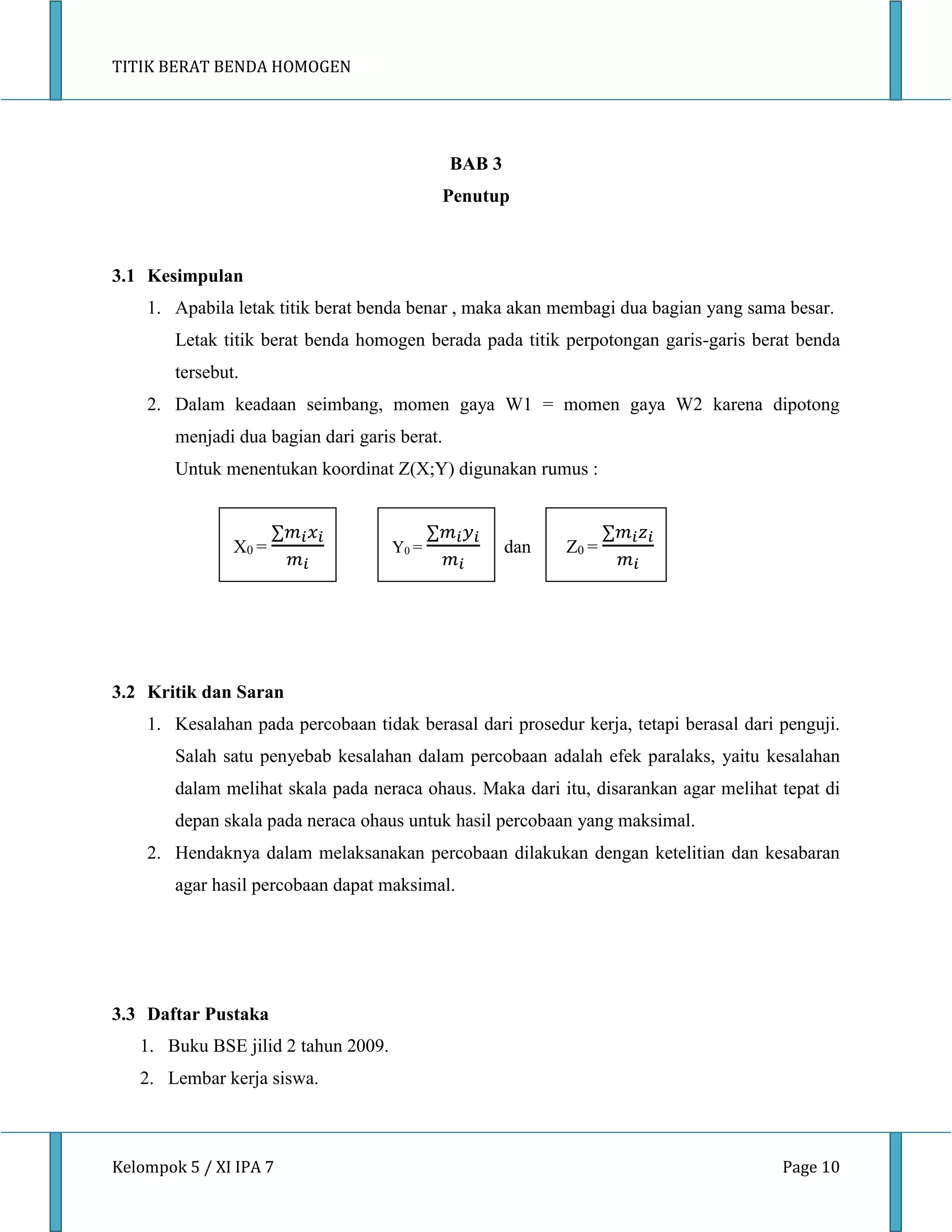 Titik berat benda homogen | DOCX