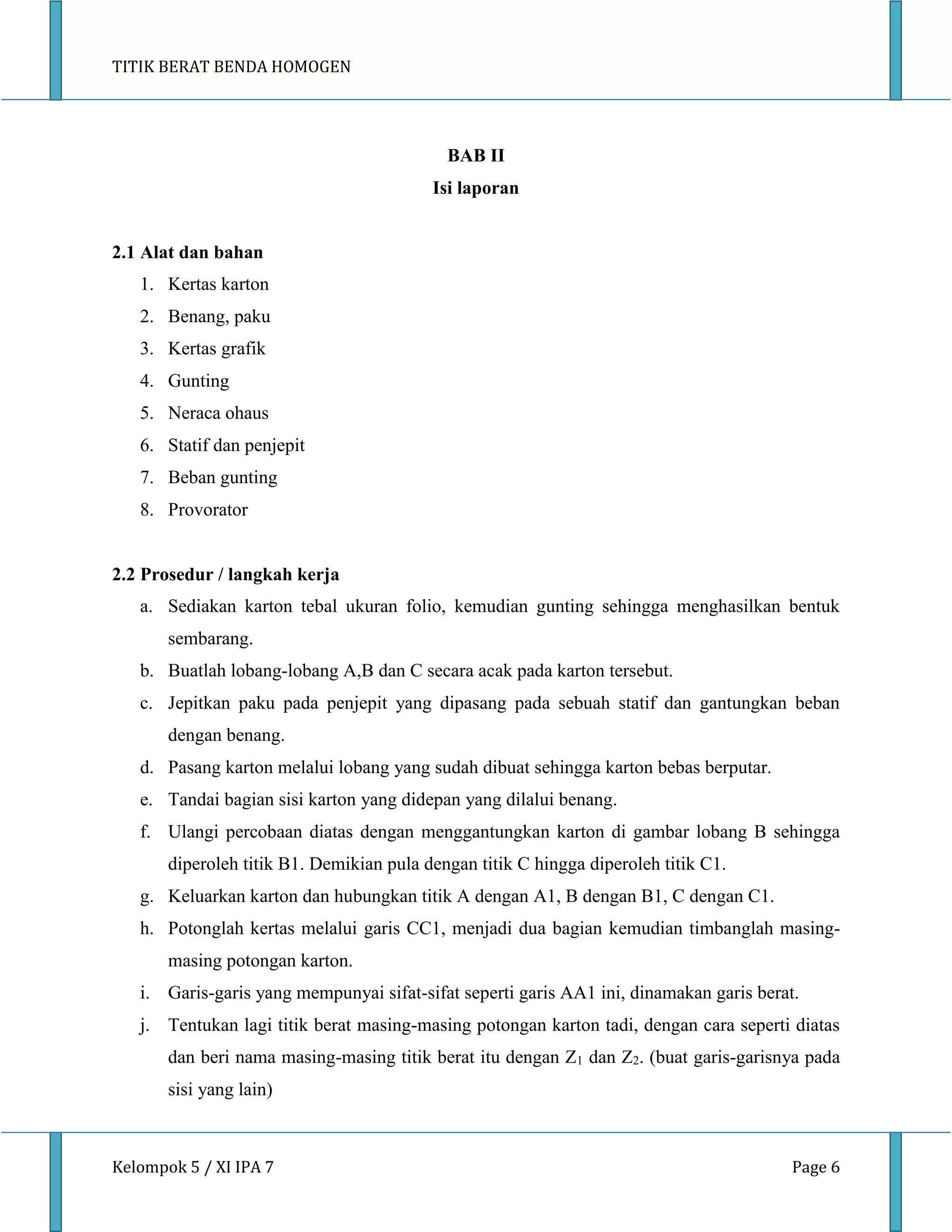 Titik berat benda homogen | DOCX