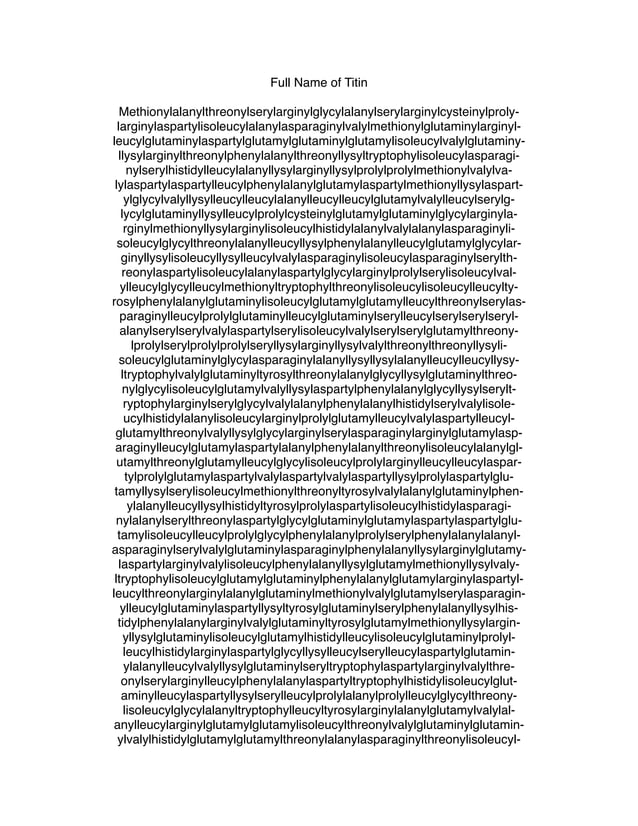 Full IUPAC Name for the Protein Titin | PDF