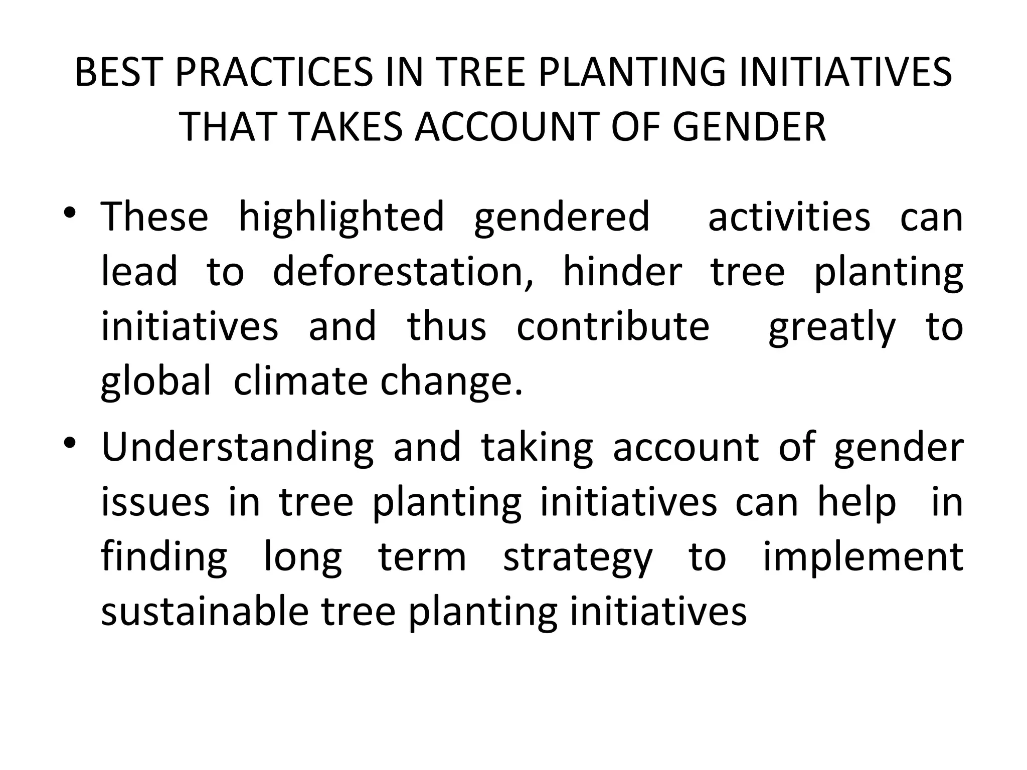 The Role of Gender in Tree Planting Initiative and Climate Change ...