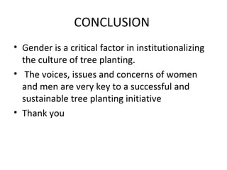 The Role of Gender in Tree Planting Initiative and Climate Change ...