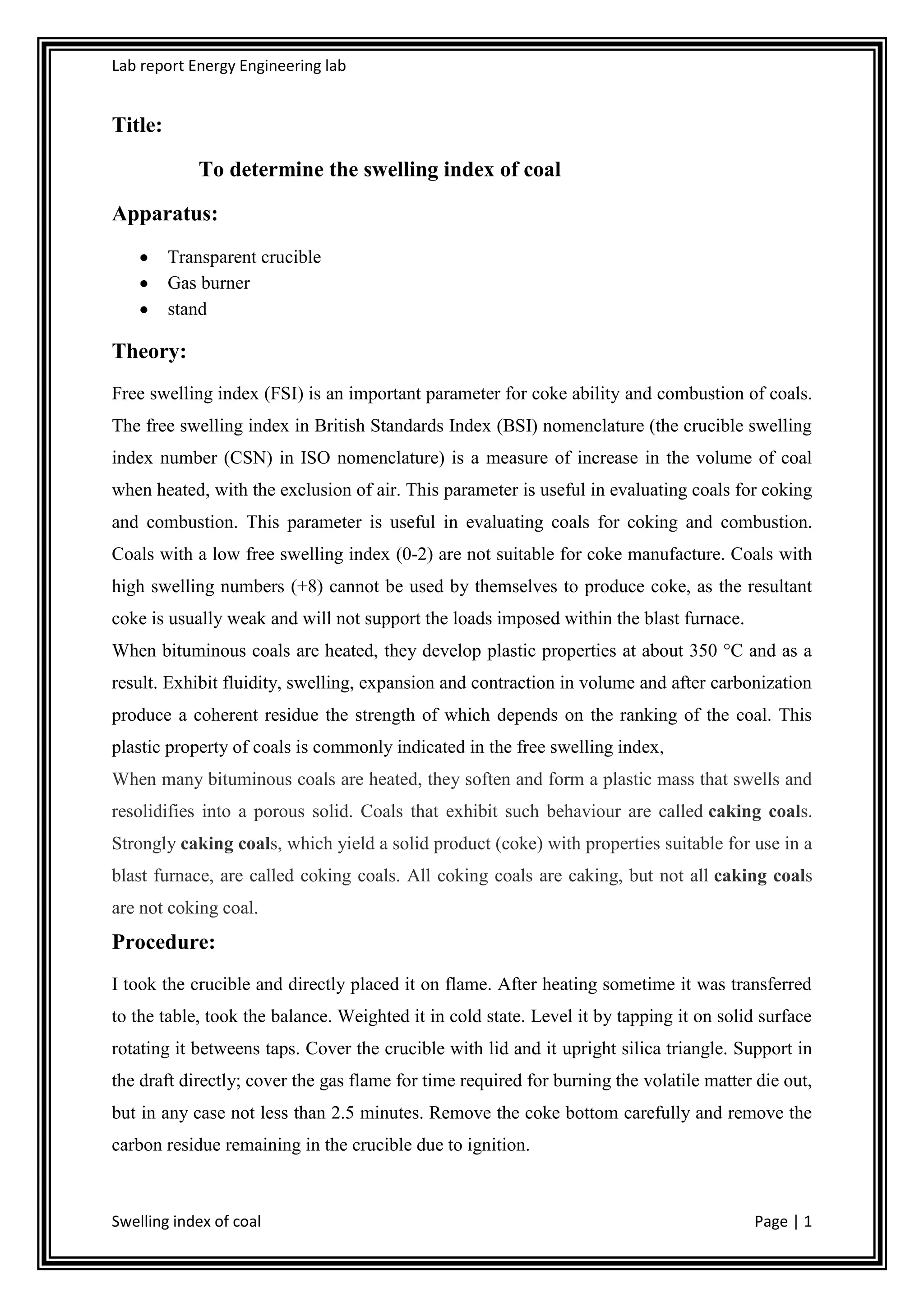 swelling index | DOCX