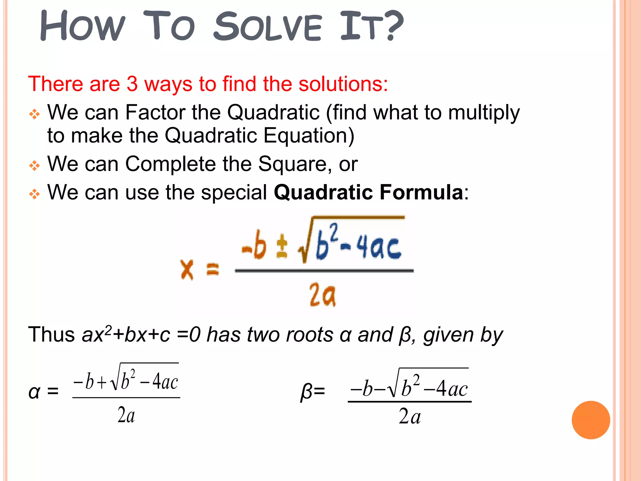 quadratic equation | PPTX