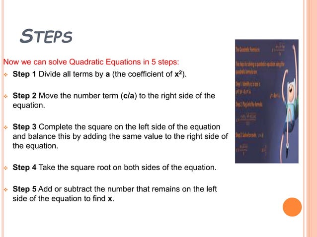 quadratic equation | PPTX | Physics | Science