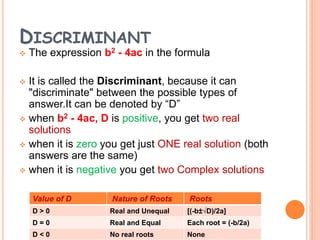 quadratic equation | PPTX