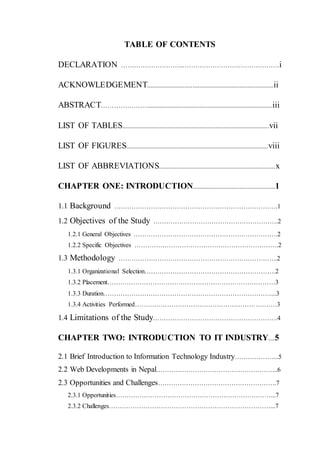 Student declaration, table of content, acknowledge | DOCX | Web ...