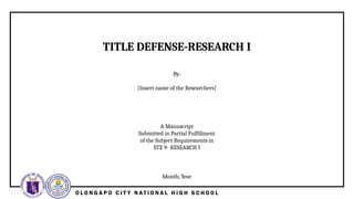Title Defense in Research I Template for Junior High | PPTX