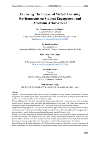 Exploring the Impact of Virtual Learning Environments on Student Engagement and Academic ...