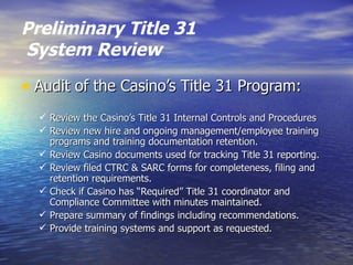 Title 31 Program Outline | PPT