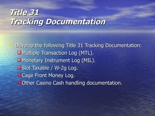 Title 31 Program Outline | PPT