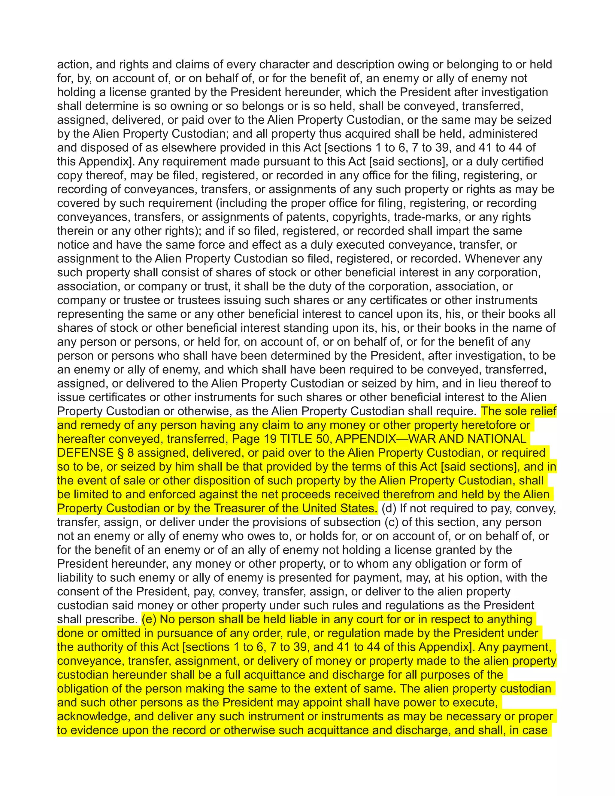 Title 50, Sole Relief and Remedy... | PDF