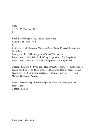 TitleABC123 Version X1Real Time Project Scorecard Tem.docx