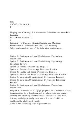 TitleABC123 Version X1Shaping and Chaining, Reinforce | PDF