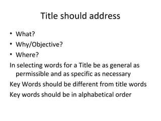 Title, abstract, introduction, literature review | PPT