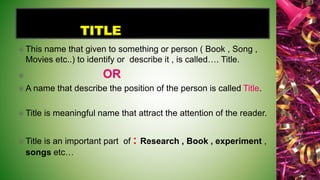 Title and research problem | PPTX