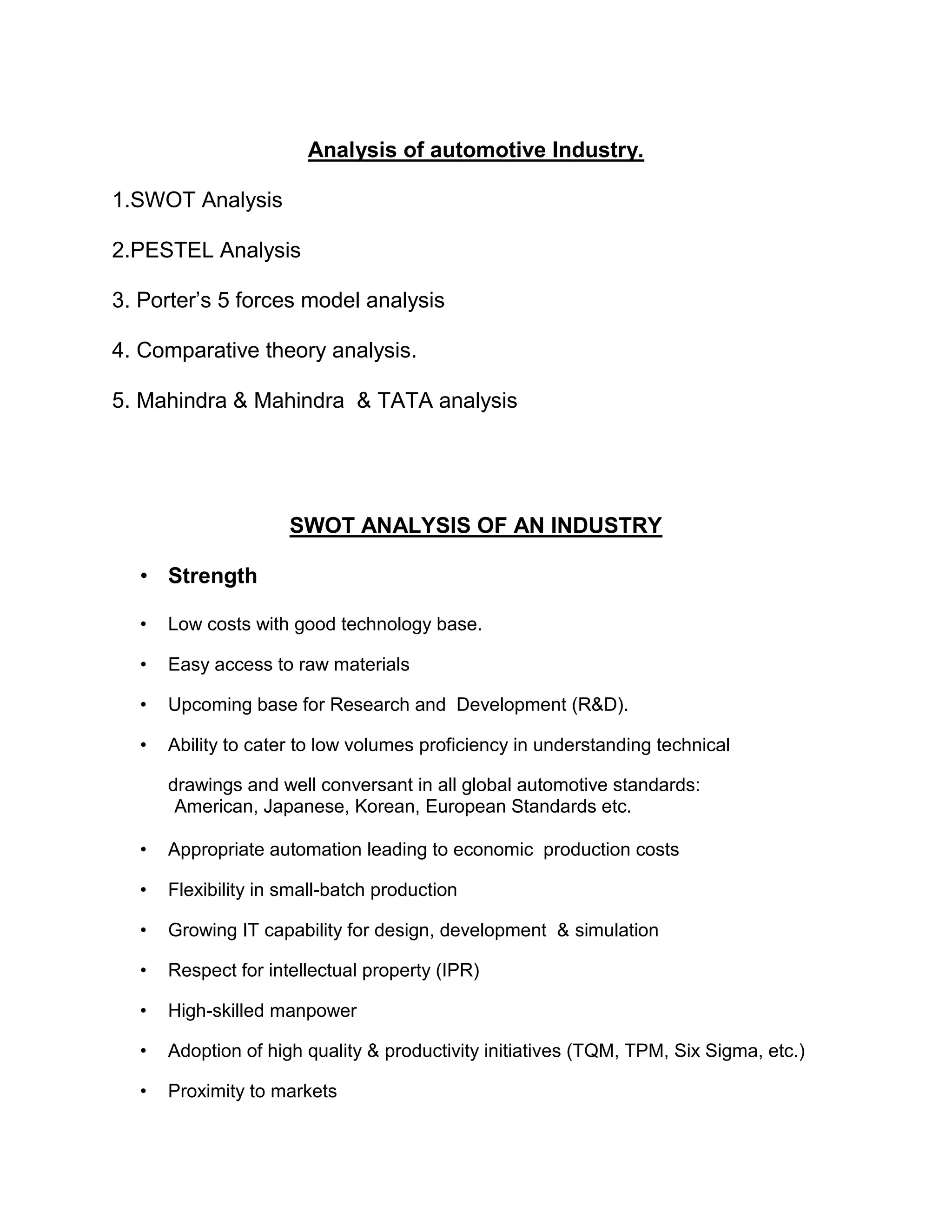 assignment on automobile industry | DOCX