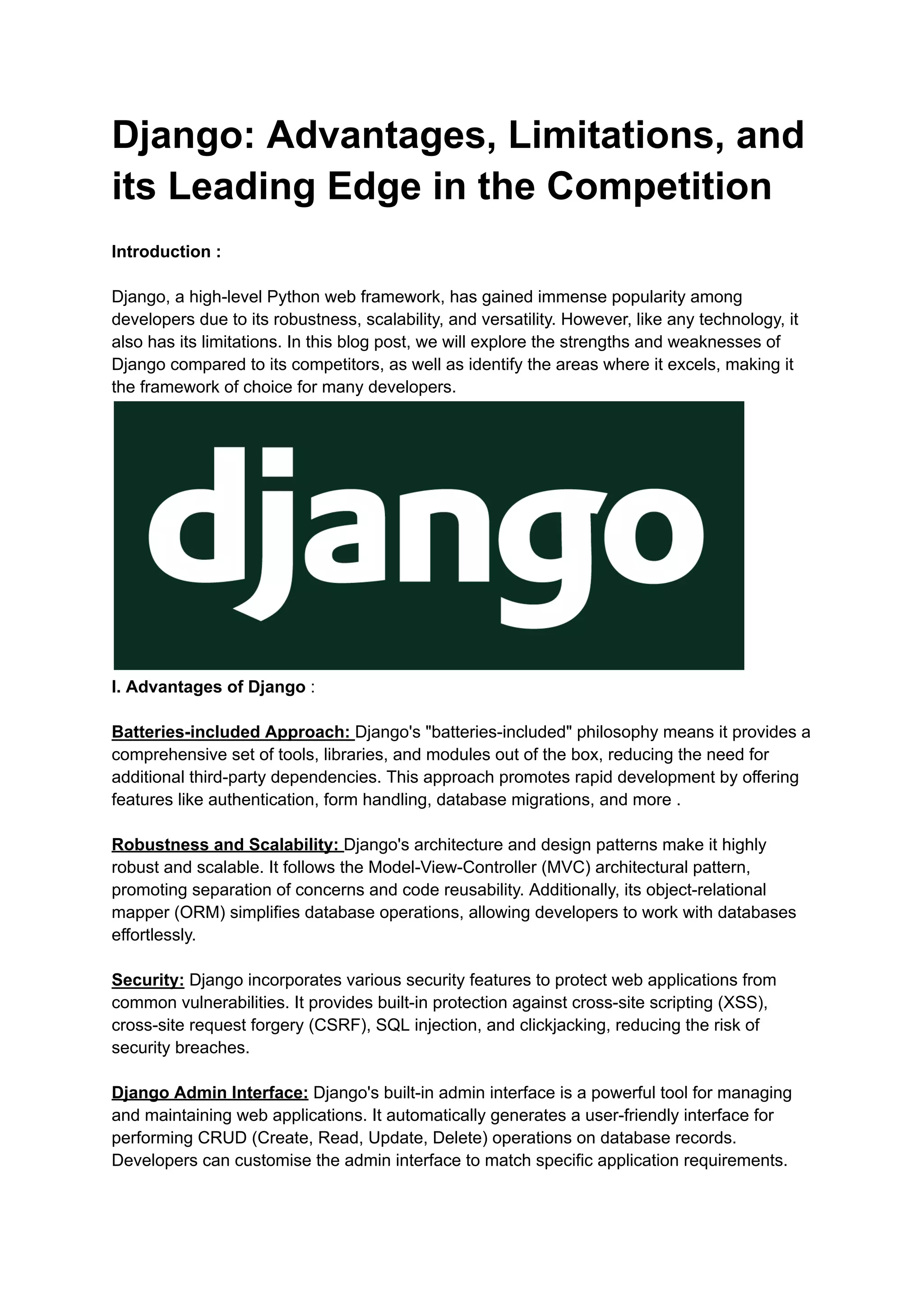 Title_ Django_ Advantages, Limitations, and its Leading Edge in the Competition.pdf