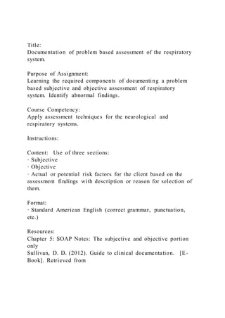 TitleDocumentation of problem based assessment of the respirato | DOCX