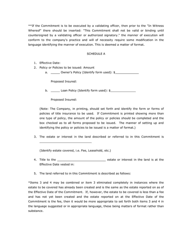 Title Insurance Commitment | PDF