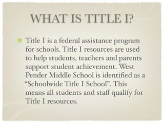Title I Parent Meeting WPMS | KEY