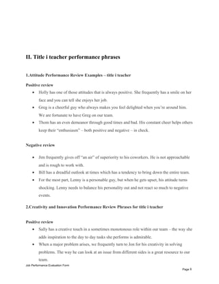 Title i teacher performance appraisal | DOC | Resume Writing and Advice ...
