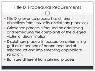 Title IX Sexual Misconduct And Bullying | PDF